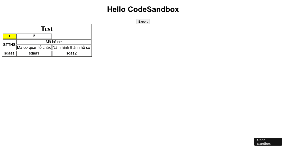 excel test (forked) - Codesandbox