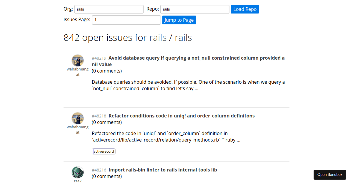 Rsk Github Issues Example Codesandbox