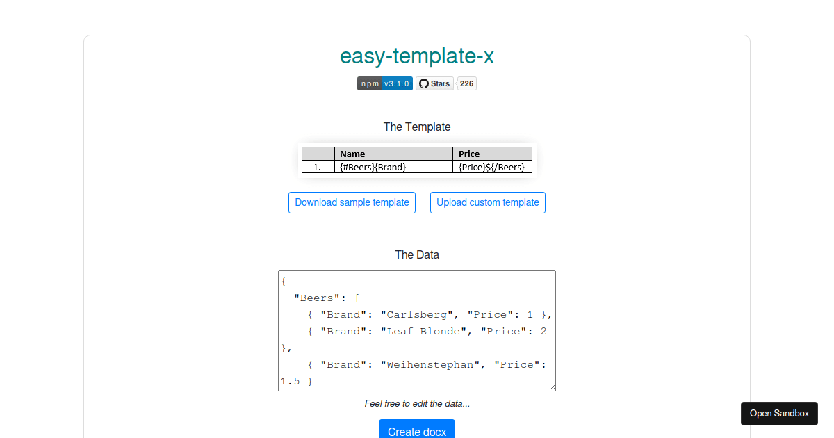 easy-template-x demo (forked) - Codesandbox