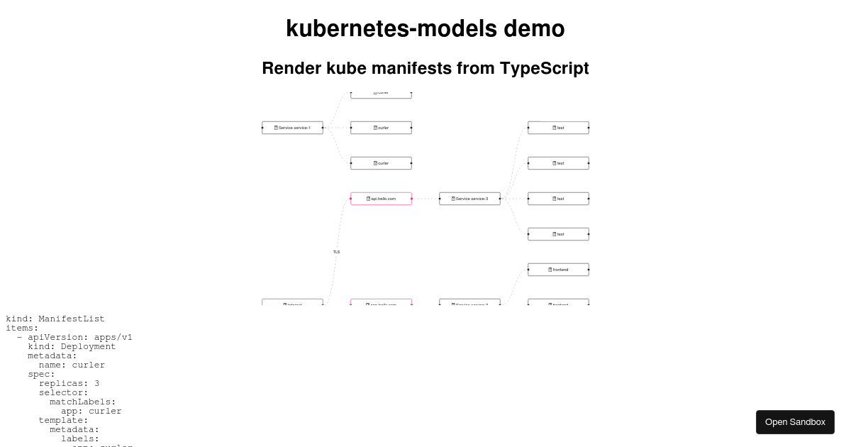 kubernetes-models editor (forked) - Codesandbox