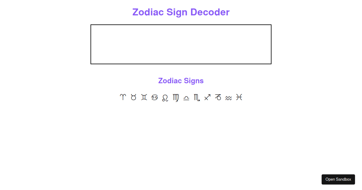 Zodiac sign Decoder - Codesandbox