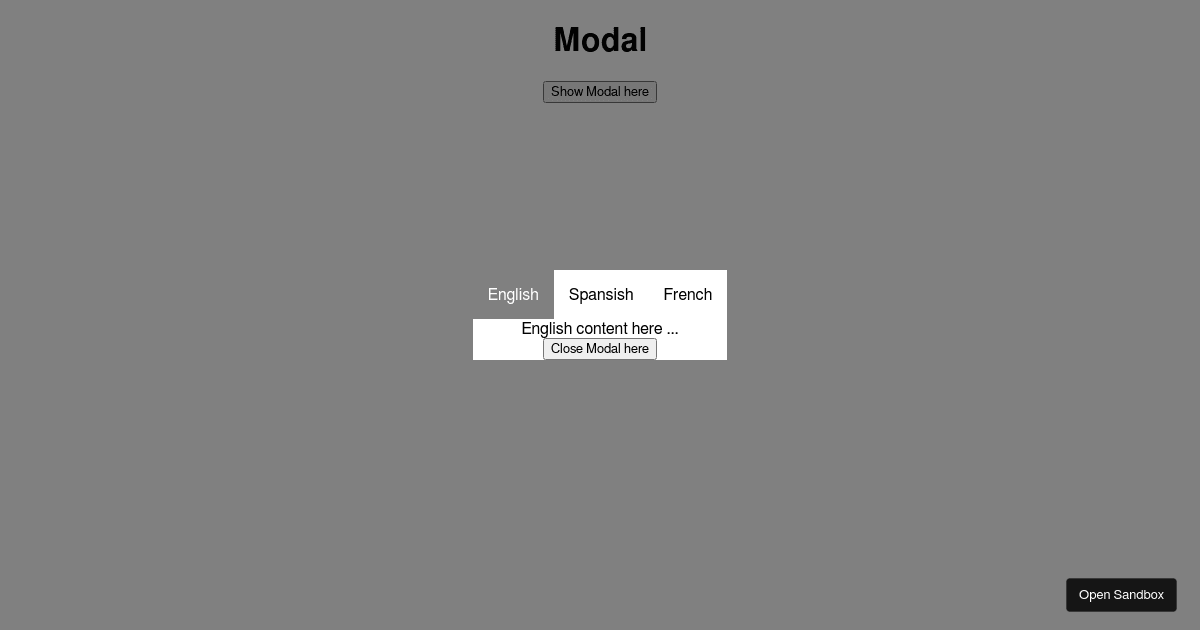 Modal With Tabs Content - Codesandbox