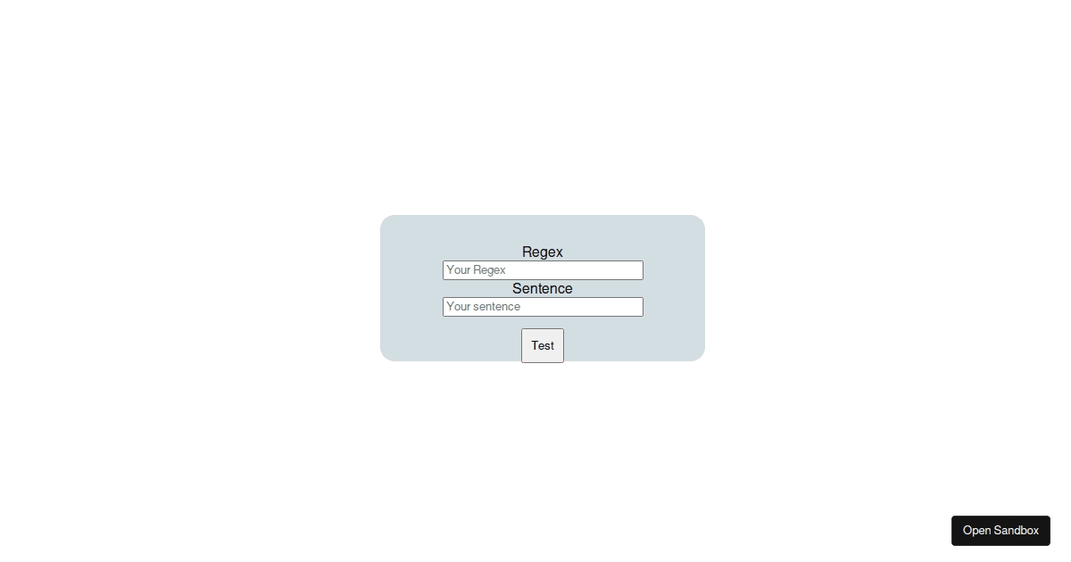 Test Regex Codesandbox