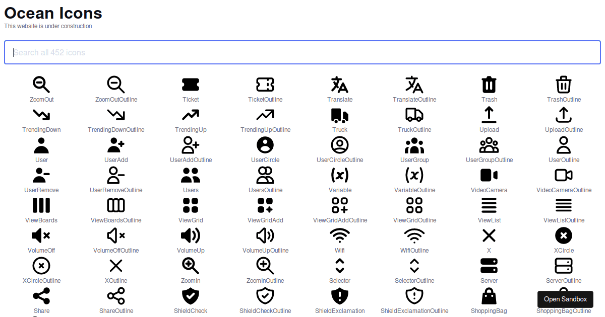 ocean-icons (forked) - Codesandbox