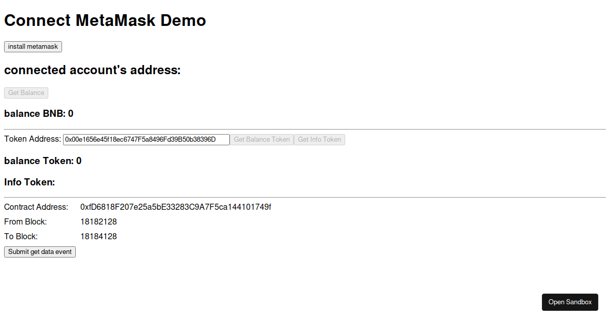 metamask connect - Codesandbox