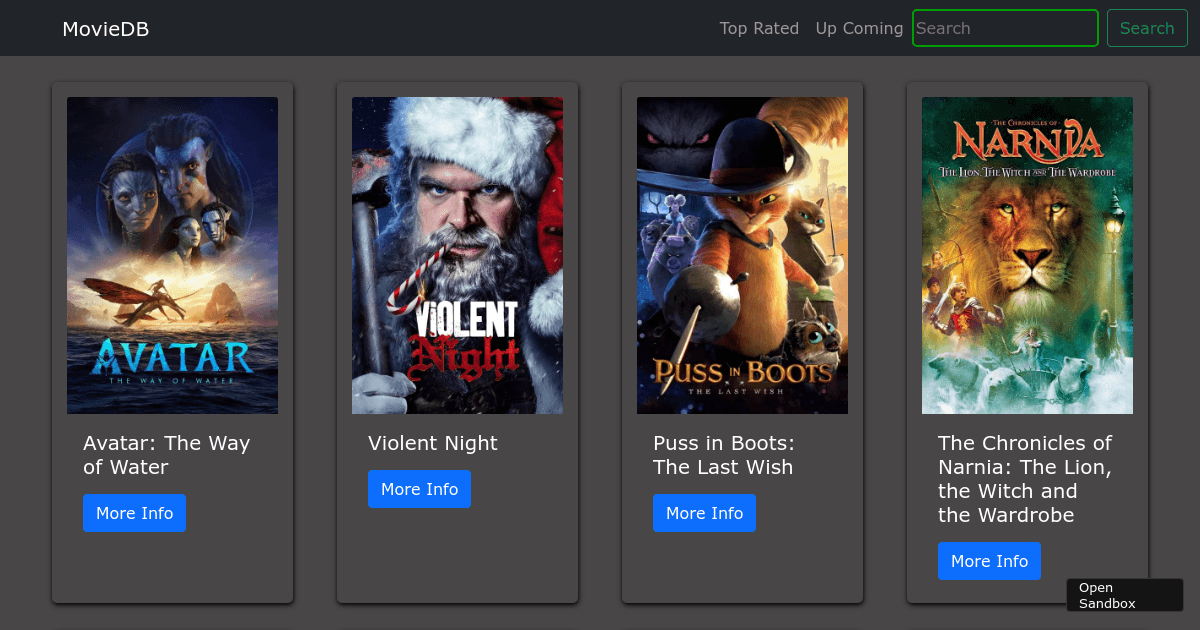 Movies app - Codesandbox
