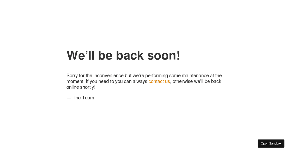 Maintenance Page - Codesandbox