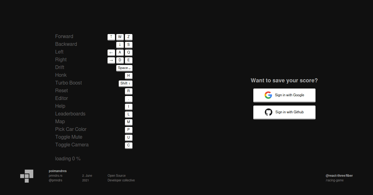 @pmndrs/racing-game - Codesandbox
