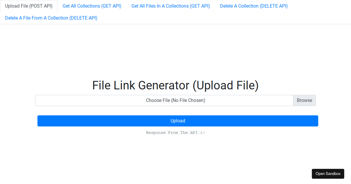 File-Link-Generator Example App React - Codesandbox