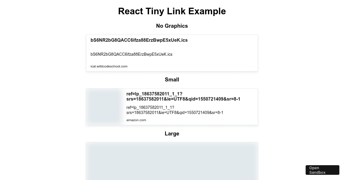 React Tiny Link Forked Codesandbox 