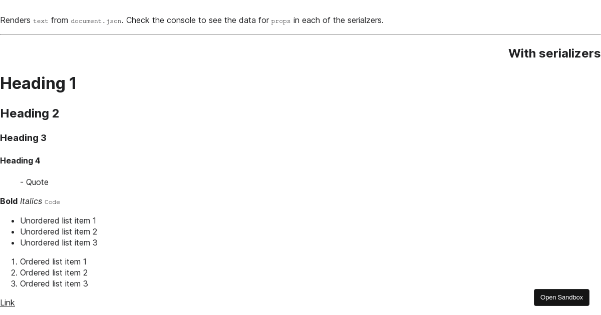 Portable Text Serializer Demo (all defaults) (forked) - Codesandbox