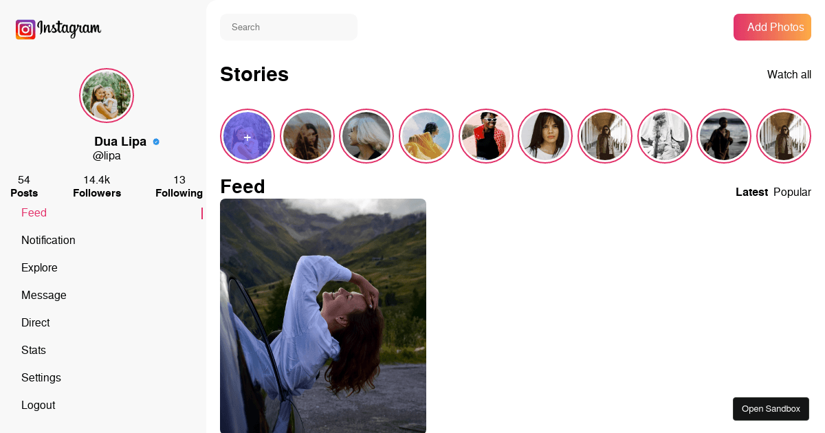 insta clone - Codesandbox insta clone - Codesandbox