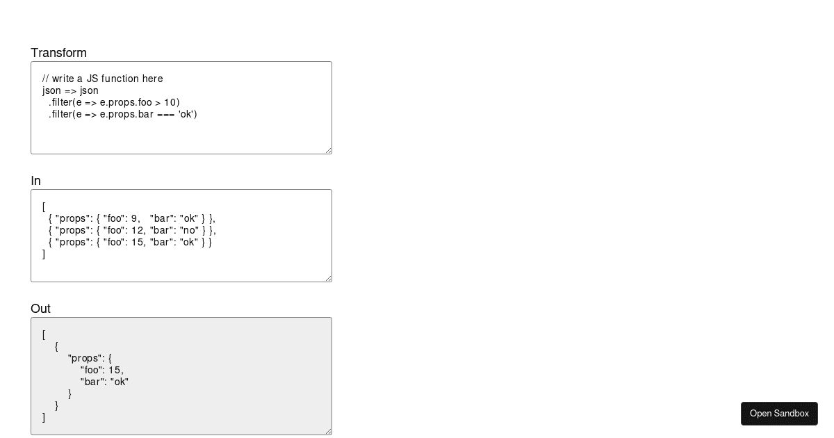 JSON transform - Codesandbox JSON transform - Codesandbox