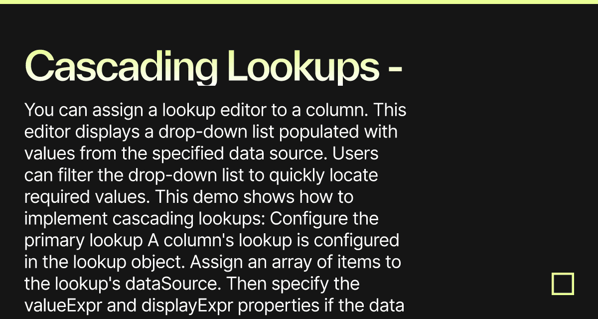 Cascading Lookups - DevExtreme Data Grid - Codesandbox