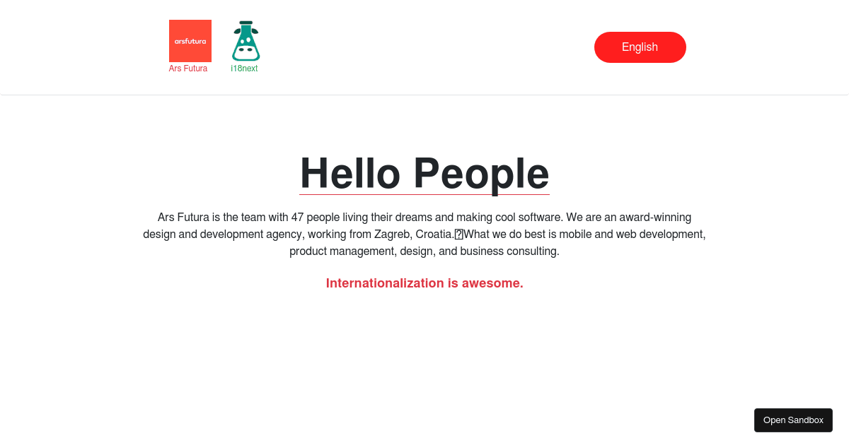 React Multilanguage Template Codesandbox