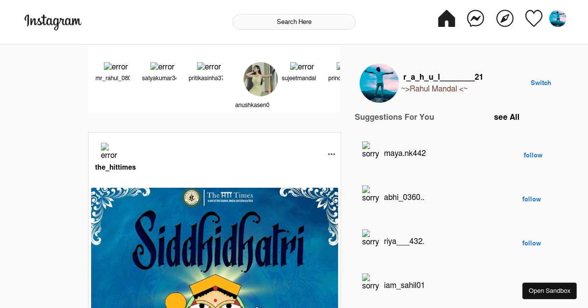 INSTAGRAM_CLONE_by-Rahul Mandal - Codesandbox