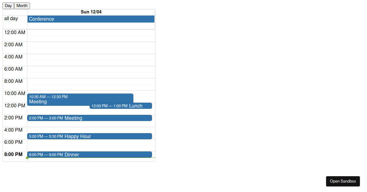 React Big Calendar Example (forked) - Codesandbox