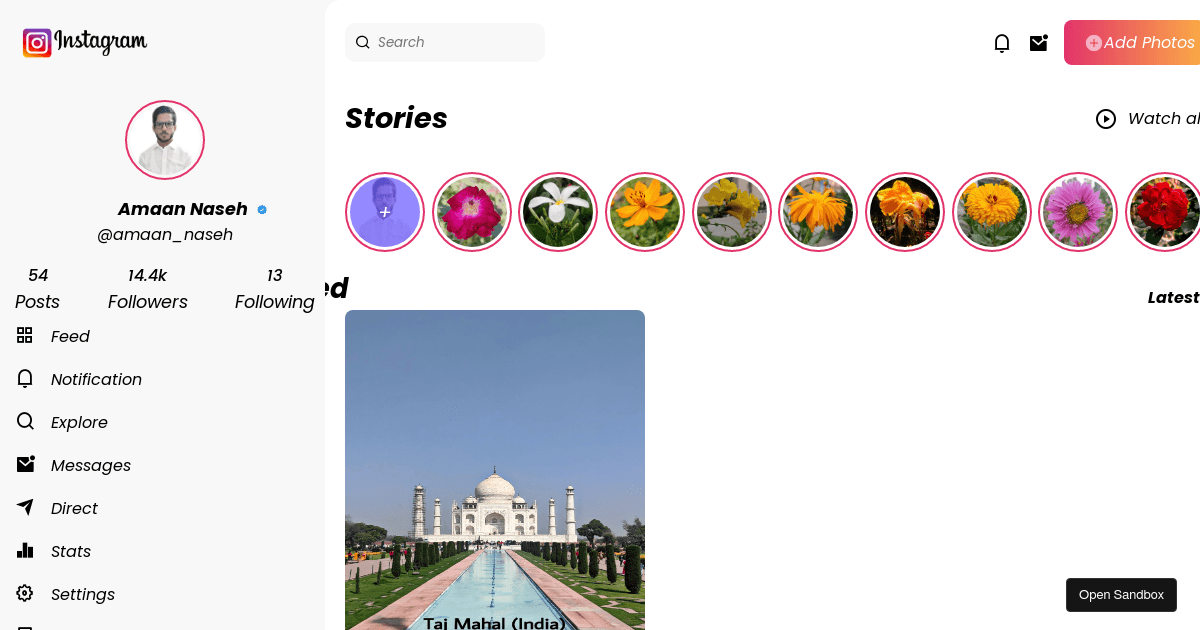 Instagram Clone Final Codesandbox