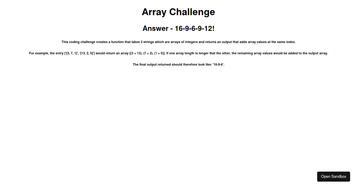 arrayChallenge - Codesandbox