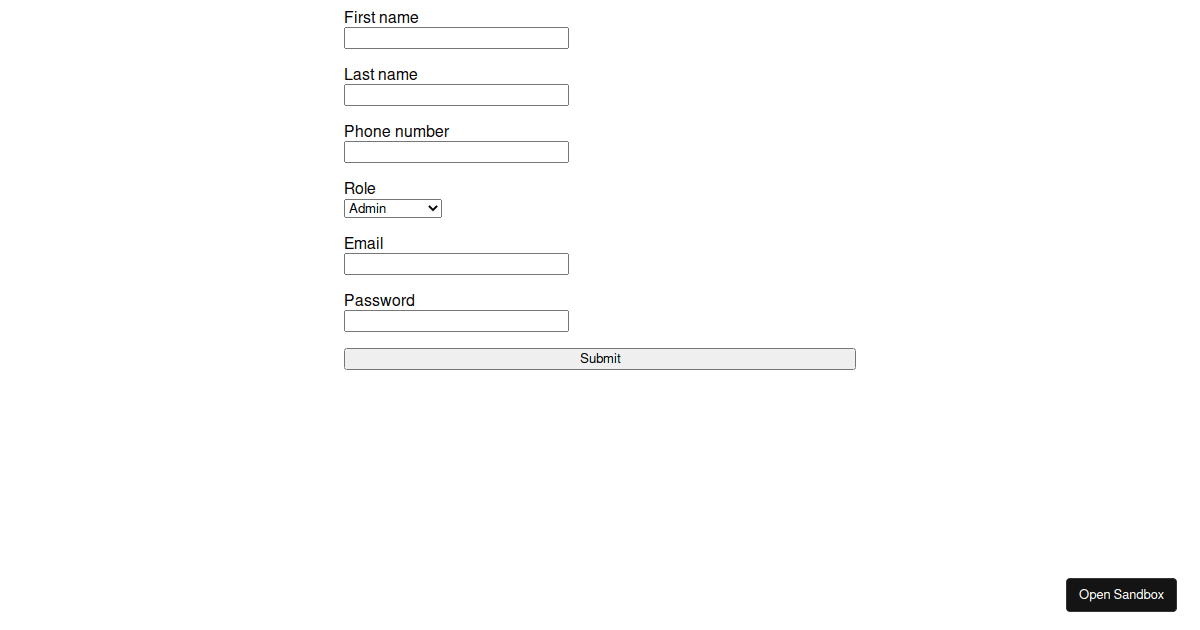 React Hook Form Zod Codesandbox