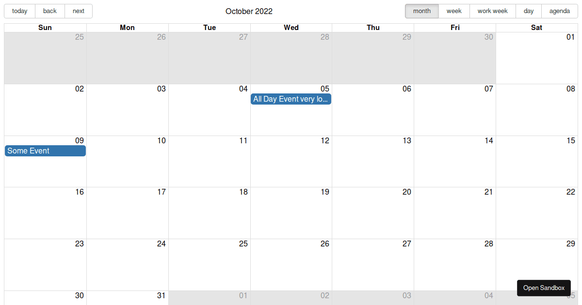 React Big Calendar DST Example - Codesandbox