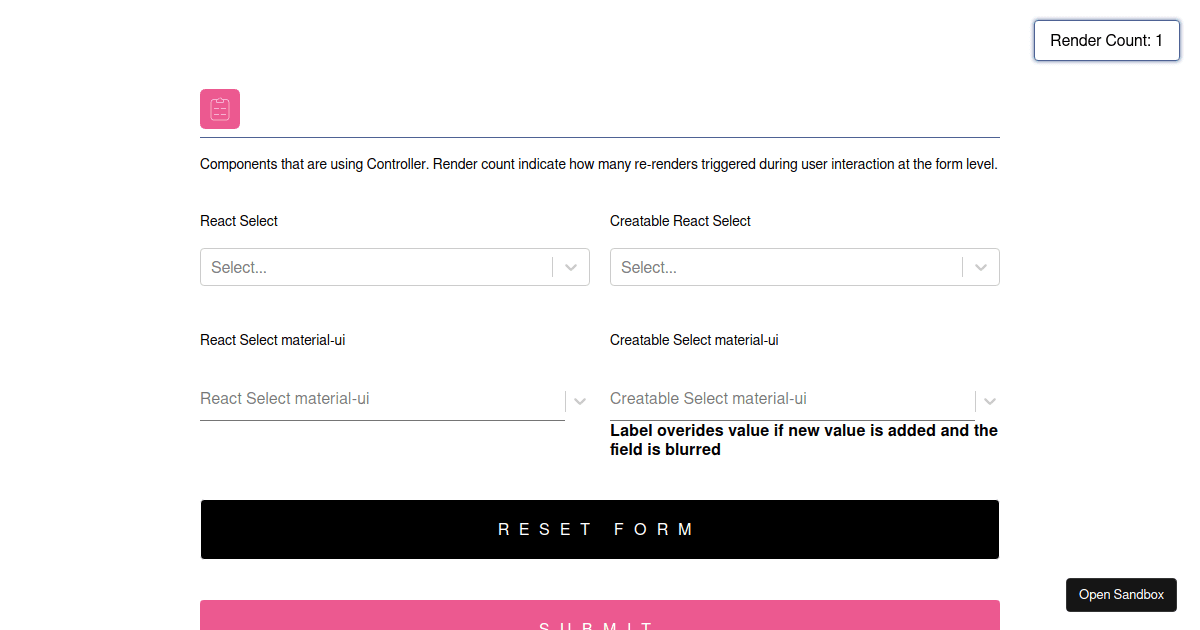 React Hook Form - Controller - react-select-material-ui - Codesandbox React Hook Form - Controller - react-select-material-ui - Codesandbox