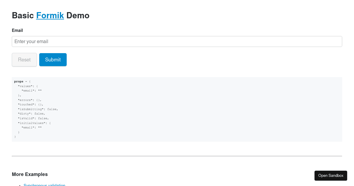 Formik Example (forked) - Codesandbox Formik Example (forked) - Codesandbox