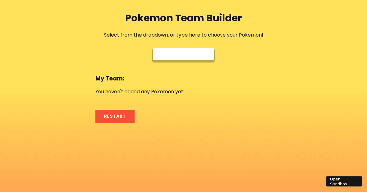 Pokemon Team Builder (forked) - Codesandbox