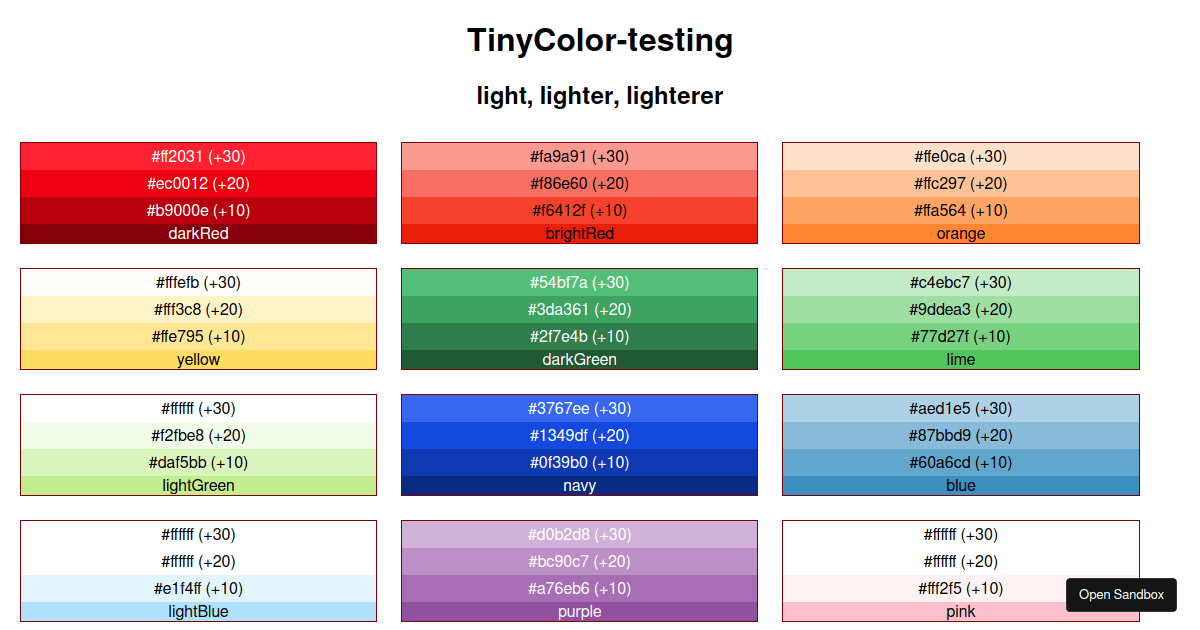 TinyColor - Codesandbox