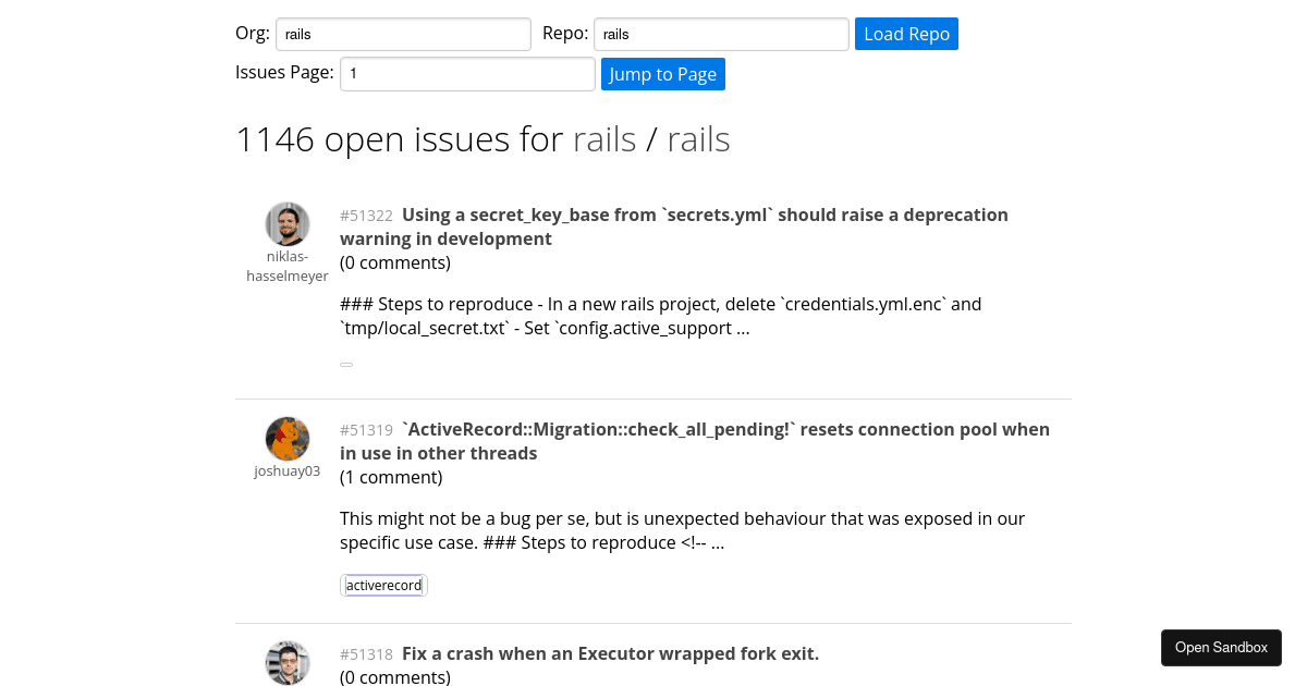 rsk-github-issues-example - Codesandbox