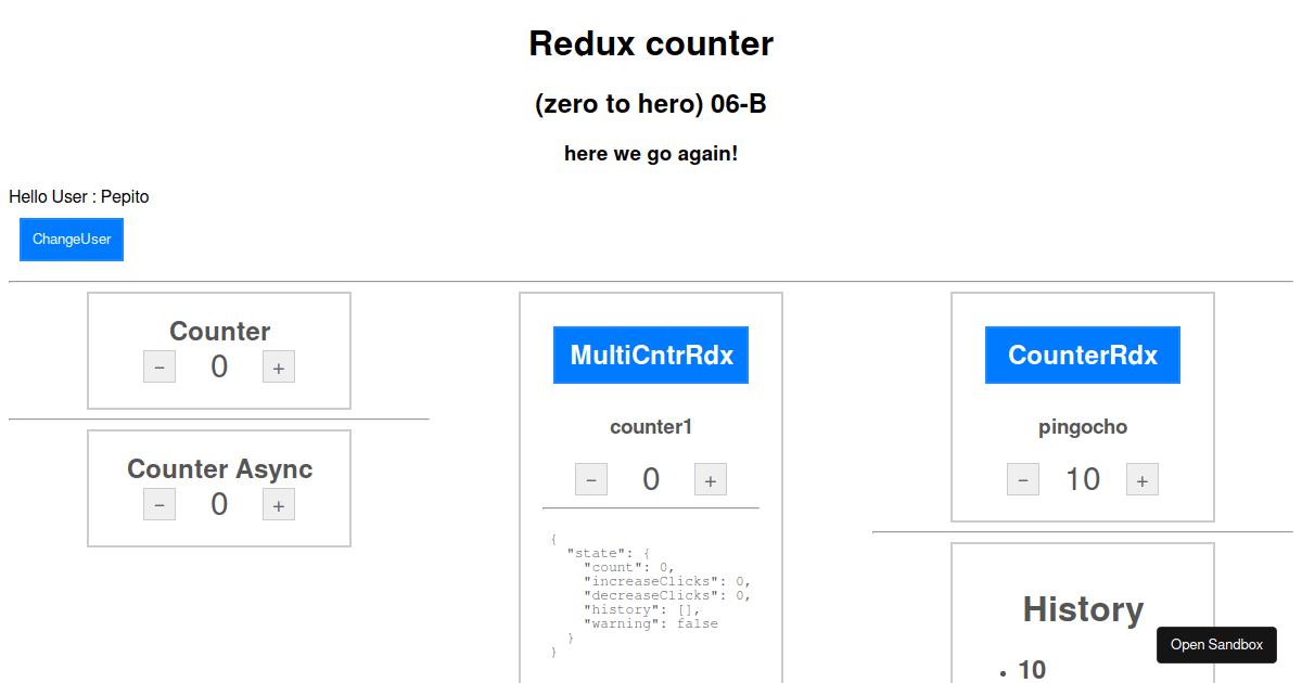 React Redux Counter (zero to hero) 06-B (forked) selector - Codesandbox