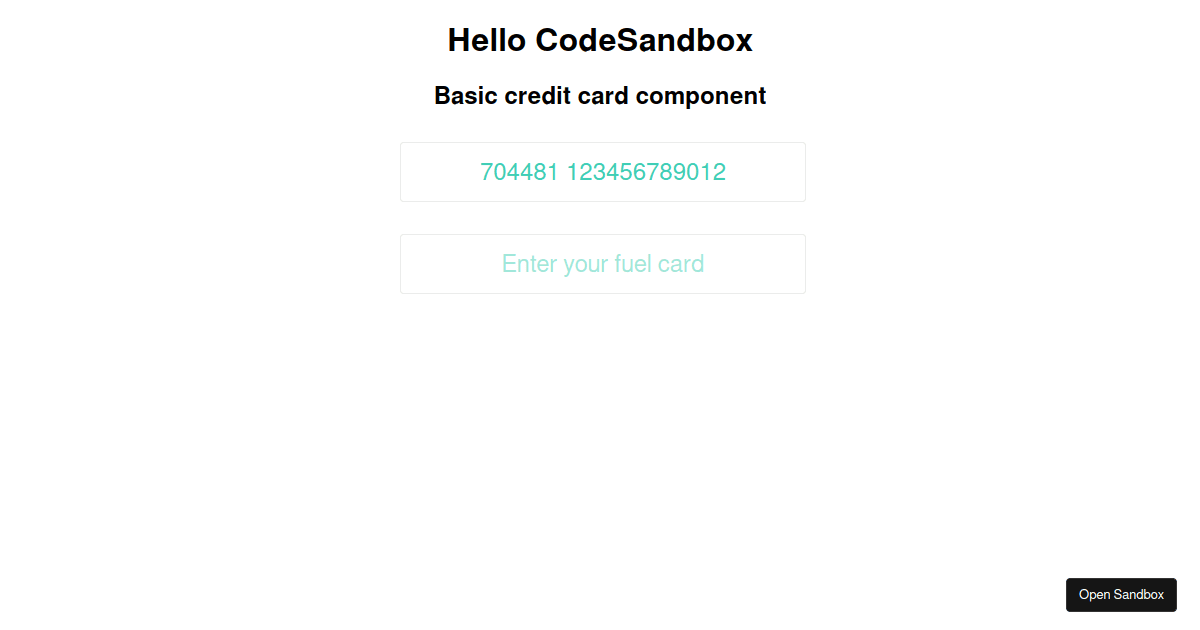 Credit card component (forked) - Codesandbox Credit card component (forked) - Codesandbox