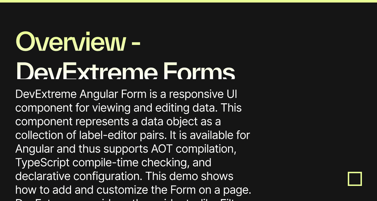 Overview - DevExtreme Forms and Multi-Purpose - Codesandbox