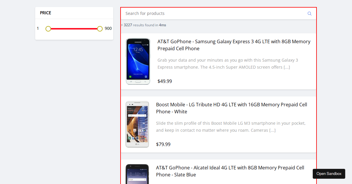 Instantsearch Rheostat Range Slider React Showcase Forked Codesandbox