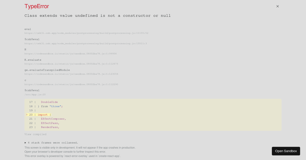 Threejs Postprocessing Issue Codesandbox
