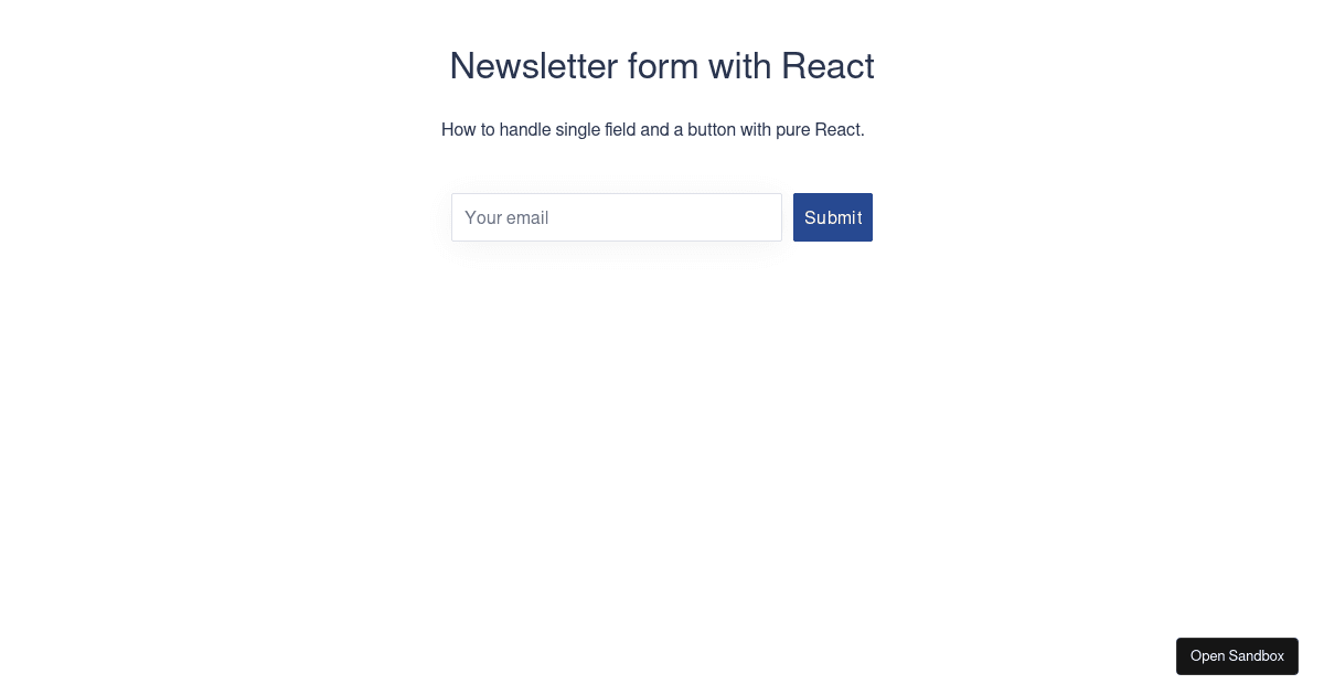 Newsletter form with React (forked) - Codesandbox