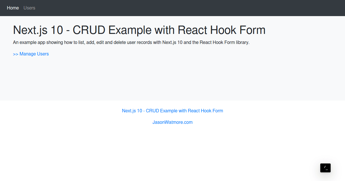 Nextjs 10 Crud Example With React Hook Form Codesandbox