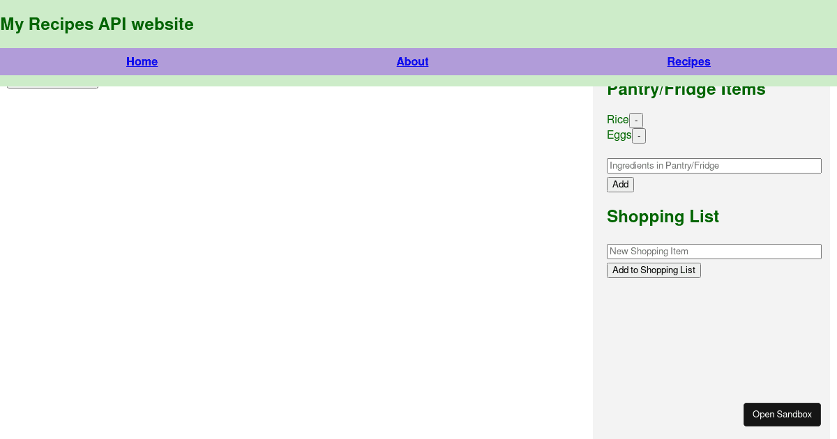 recipesapi - Codesandbox