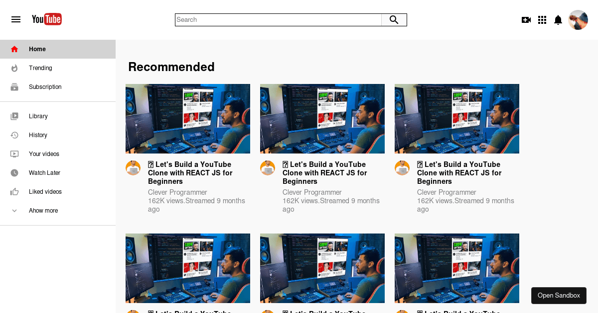 youtube-clone - Codesandbox
