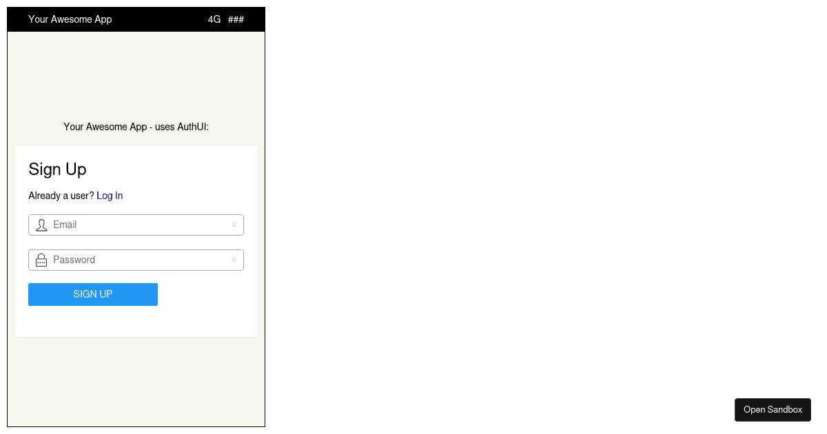 AuthUI - Example - with Login Component source code (forked) - Codesandbox