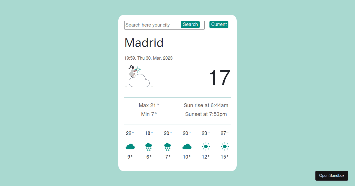Madrid app weather - Codesandbox