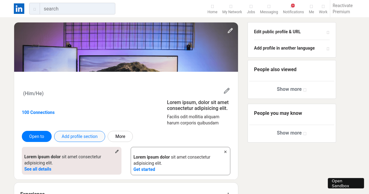 linkedin-clone - Codesandbox