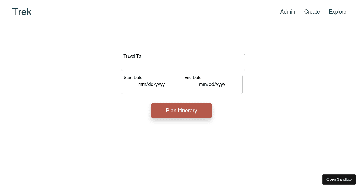 Trek App - Codesandbox