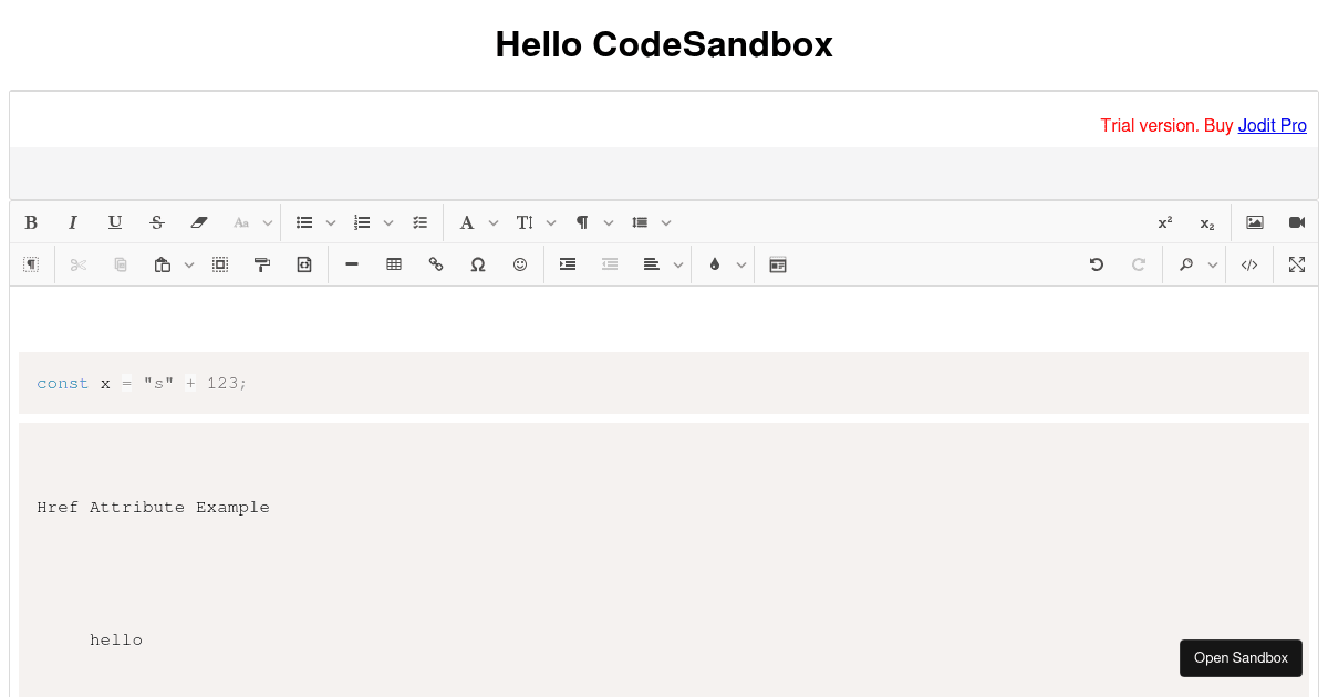 jodit-pro-pasteCode - Codesandbox