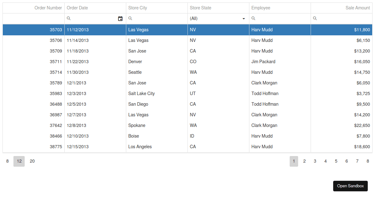 DevExtreme Data Grid - FilterRow + FocusedRow + Lookup glitch - Codesandbox