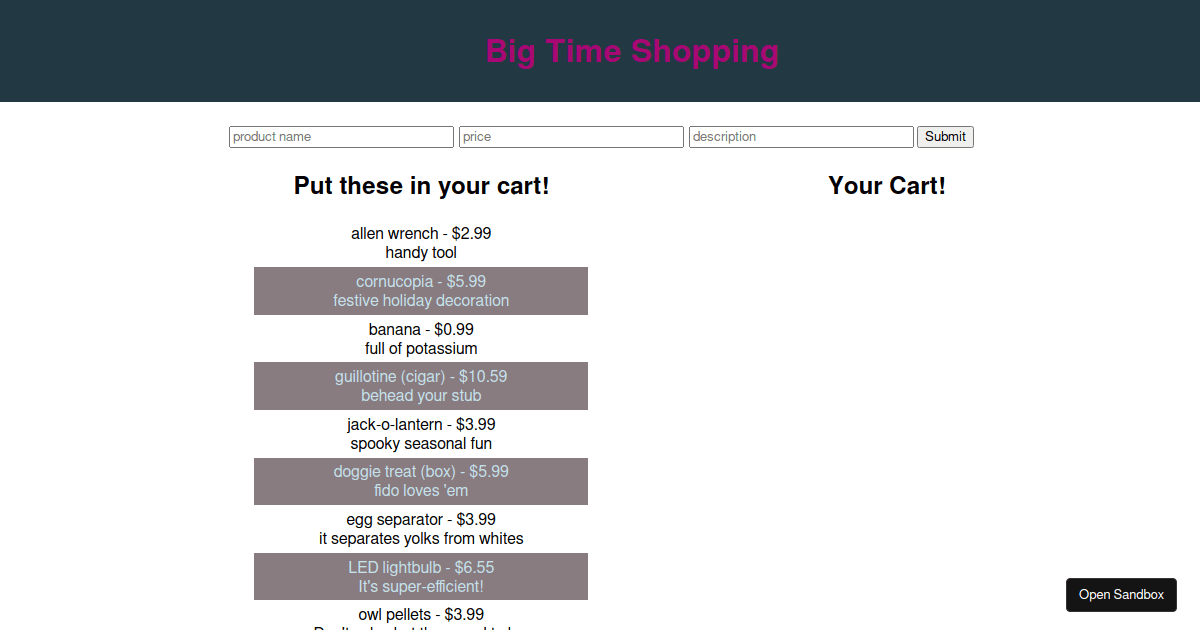 react-shopping-cart-input - solution - Codesandbox