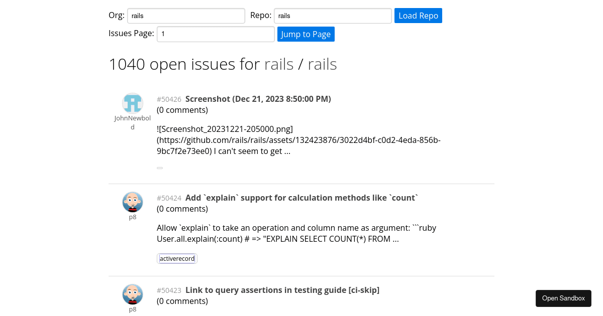 rsk-github-issues-example - Codesandbox