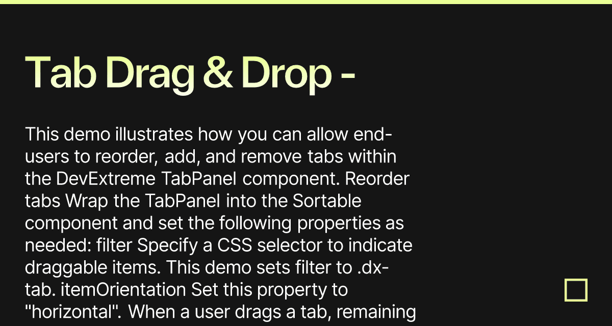 Tab Drag & Drop - DevExtreme Tab Panel - Codesandbox Tab Drag & Drop - DevExtreme Tab Panel - Codesandbox