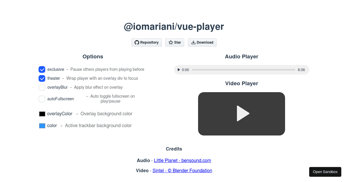 vue-player (forked) - Codesandbox