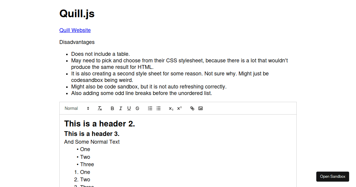 Quill - Codesandbox